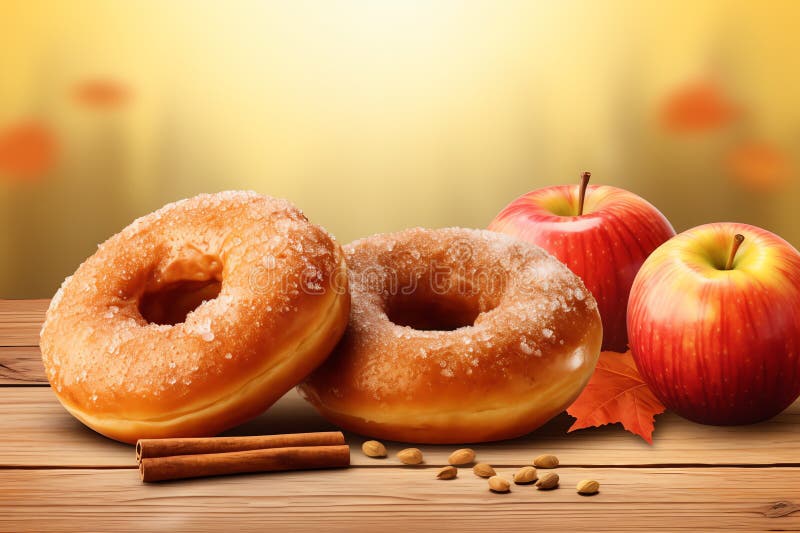 Apple Cider Donuts Watercolor Border Frame Stock Illustration ...