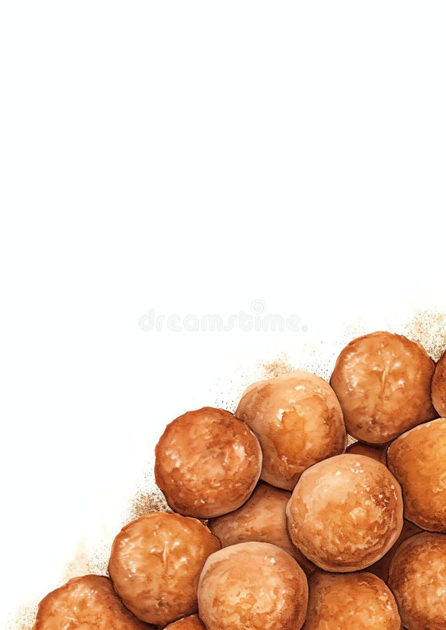 Apple Cider Donuts Watercolor Border Frame Stock Illustration ...