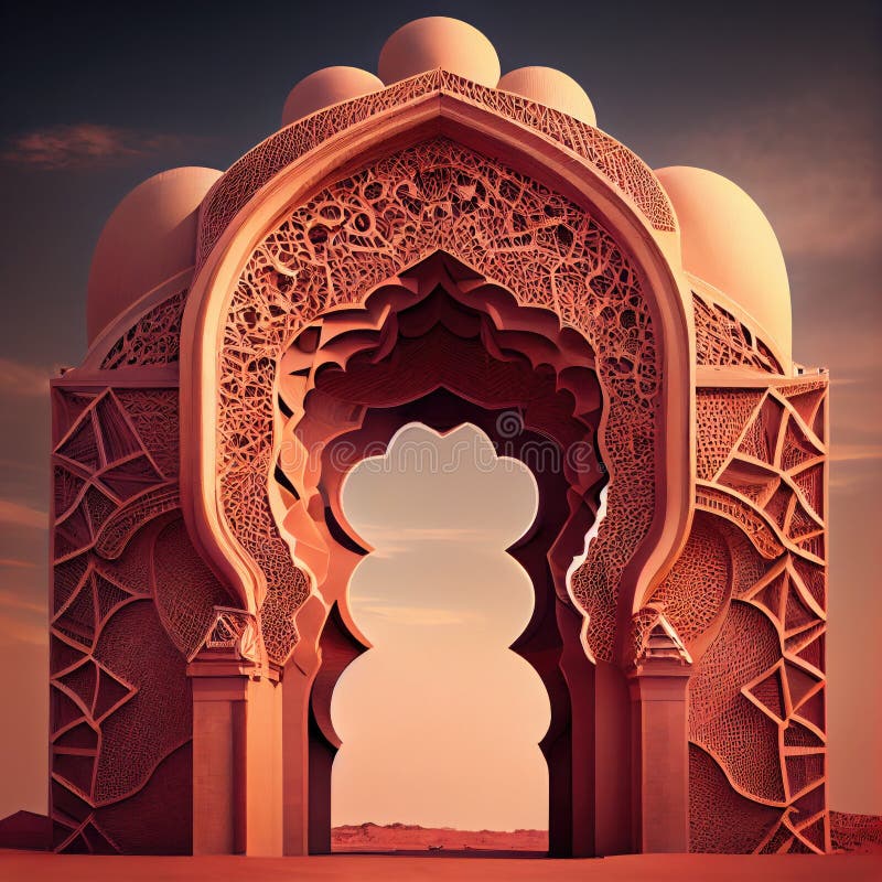 Ai Generated Image of Arch Architecture of Mosque Stock Illustration ...