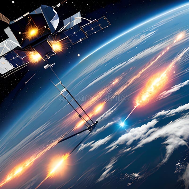 AI Generated Image of an Artificial Satellite System Above the Earth in ...