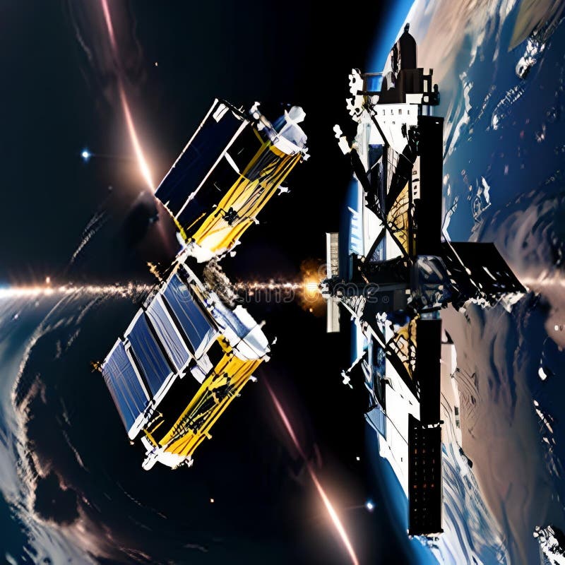 AI Generated Image of an Artificial Satellite System Orbiting Around ...