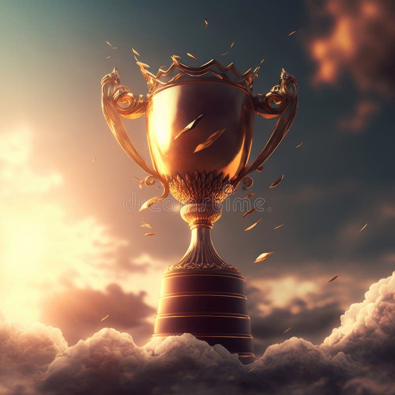 Ai Generated Image of Trophy Above the Cloud Stock Illustration ...