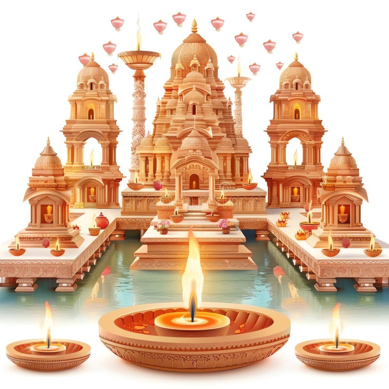 Ayodhya in diwali hindu stock illustration. Illustration of menu ...