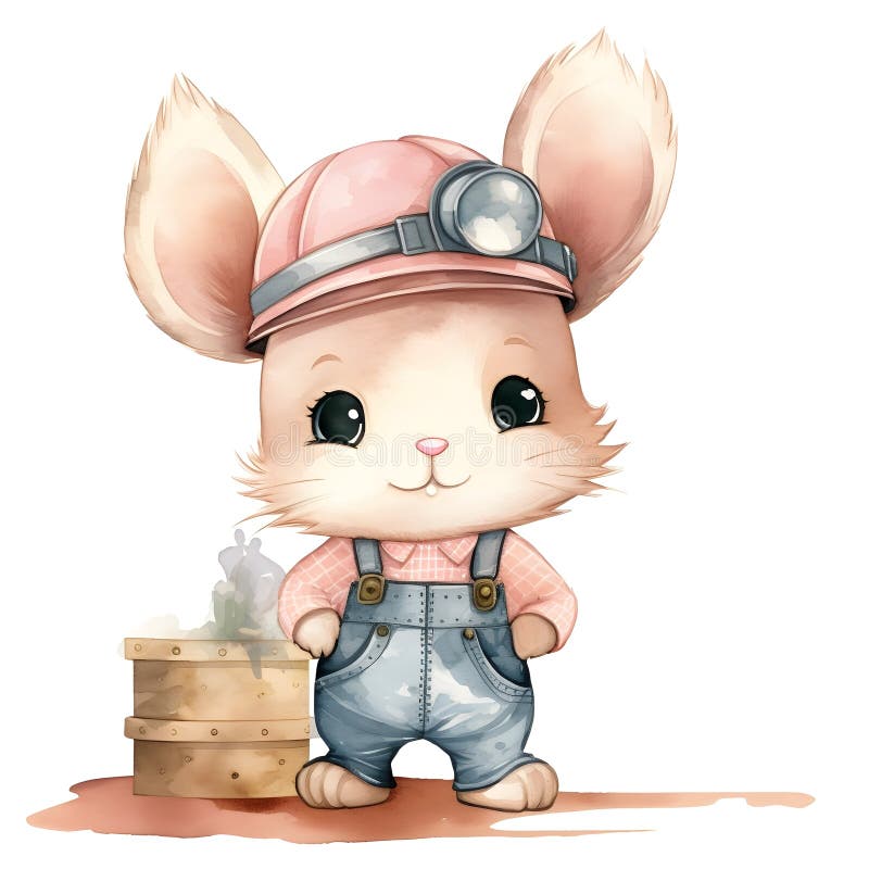 Baby Engineer Cute Bunny Cute Bunny Watercolor Stock Illustration ...