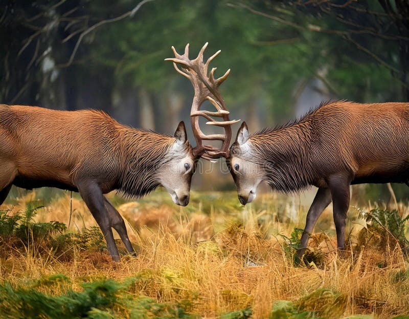 Battle of two red deer stock photo. Image of deer, forest - 362922574