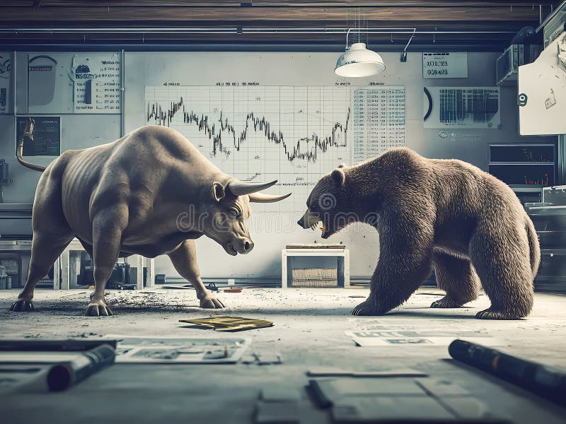 AI-Generated Image of a Bear and a Bull are Fighting in a Room with a ...