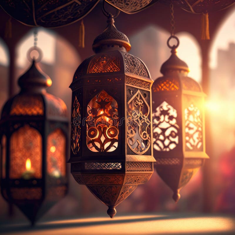 Ai Generated Image Beautiful Arabic Lantern in a Mosque Stock ...