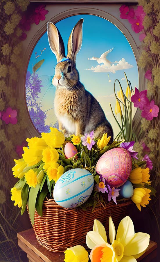 Easter Bunny - AI Generated Stock Illustration - Illustration of flower, nature: 270070884