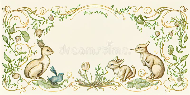 Floral Fantasy Border Background, Made with Generative AI Stock ...