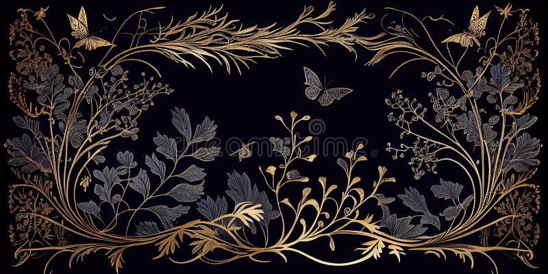 Floral Fantasy Border Background, Made with Generative AI Stock ...