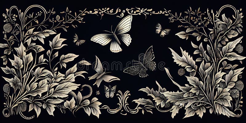 Floral Fantasy Border Background, Made with Generative AI Stock ...