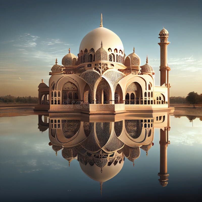 Ai Generated Image of Beautiful Mosque Stock Illustration ...