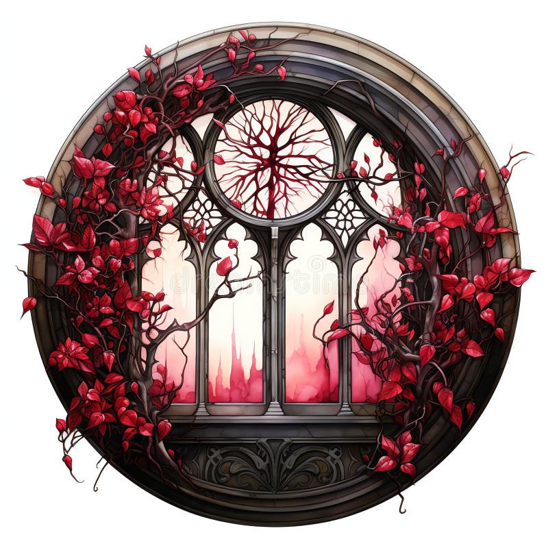 Beautiful Round Gothic Window Clipart Illustration Stock Illustration ...