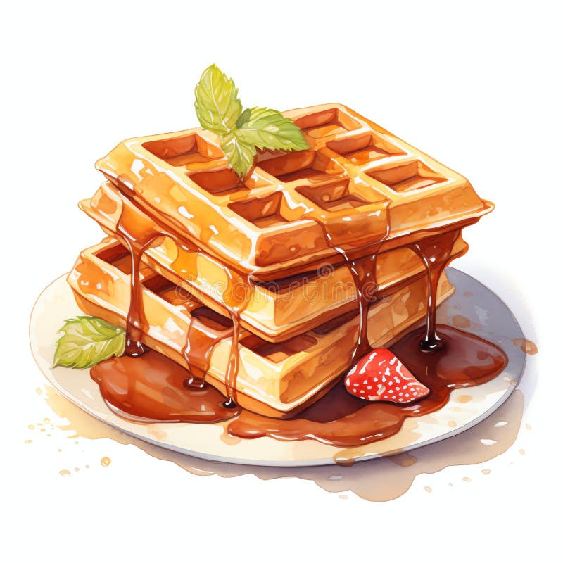 Beautiful Waffle Stack with Syrup Tasty Dessert Clipart Illustration ...