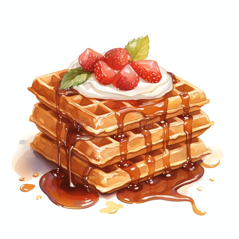 Beautiful Waffle Stack with Syrup Tasty Dessert Clipart Illustration ...