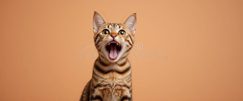 AI-generated Bengal Cat with Vivid Rosette Pattern and Wide Open Mouth ...