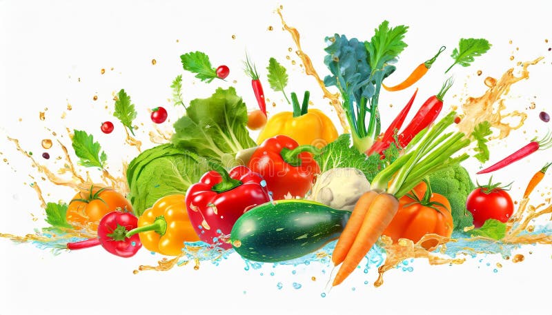 Fresh Vegetables in a Big Spash Stock Image - Image of dark, splashing ...