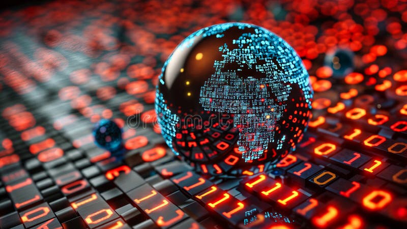 Binary Data Swirling Around the Globe, Illustration of World Wide Web ...