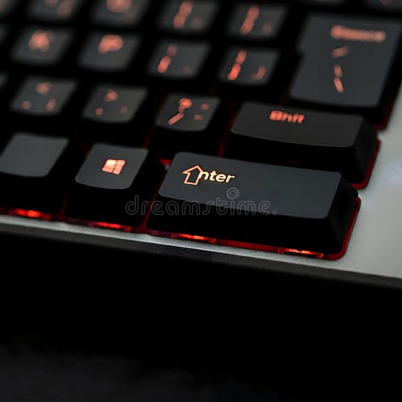 AI Generated Image of a Black Computer Keyboard with a Glowing Orange ...