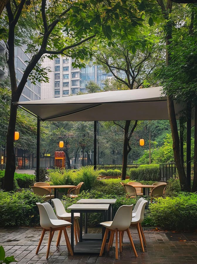 AI Generated Image of Black Rectangular Canopy is Set Up in the Outdoor ...