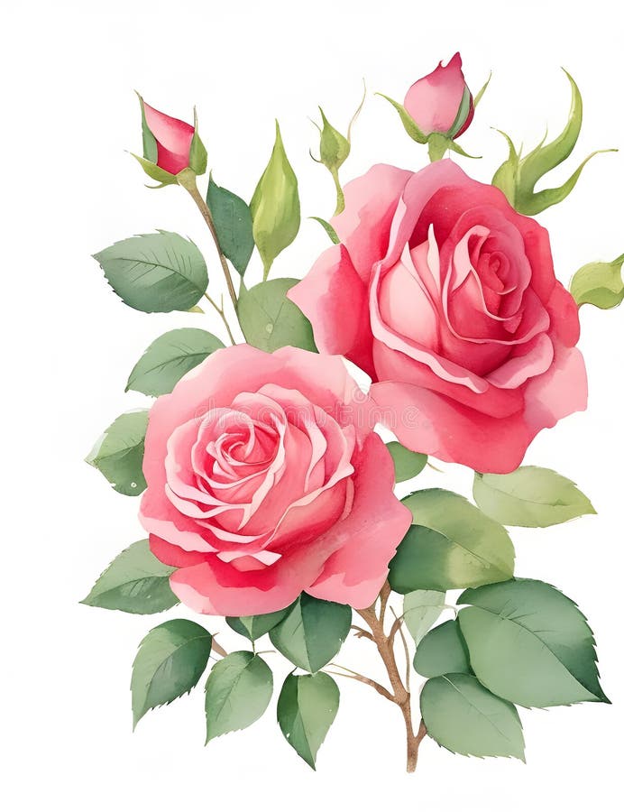AI-generated Image of a Blooming Red Rose Stock Illustration ...