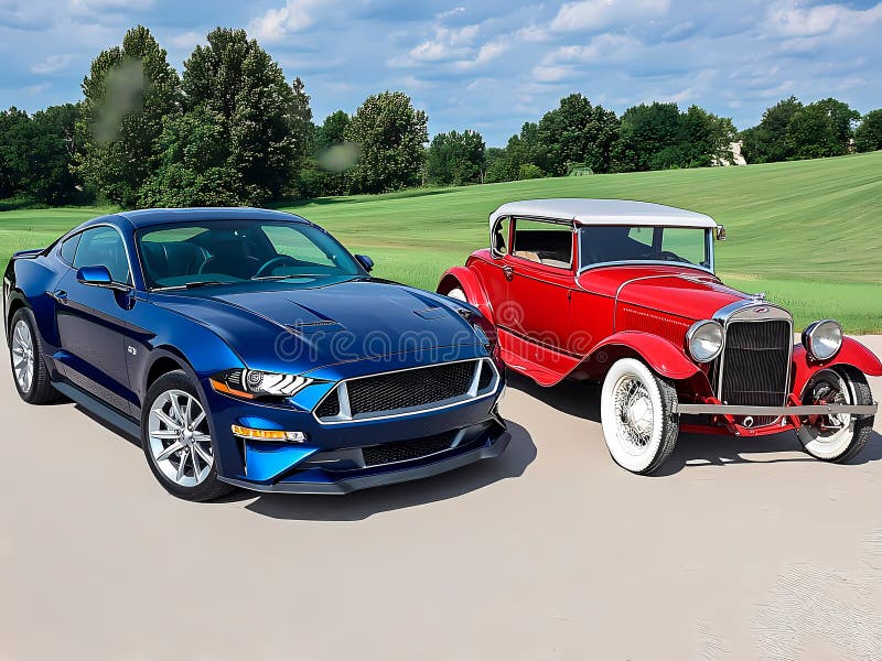AI-Generated Image of a Blue Car and a Red Car are Parked Next To Each ...