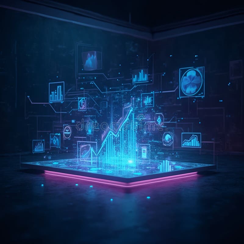 AI Generated Image of Blue Hologram Stock Illustration - Illustration ...