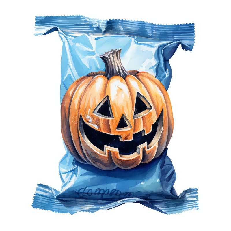 Blue Packaged Single Candy Sweets Dessert Halloween Stock Illustration ...
