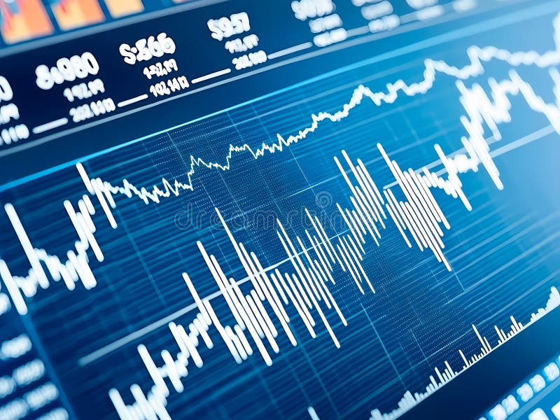 AI-Generated Image of a Blue Screen with a Graph of Stock Prices Stock ...