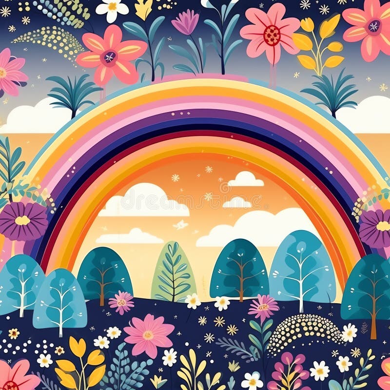Boho Rainbows Background, Design Seamless Pattern, for Nursery Backdrop ...
