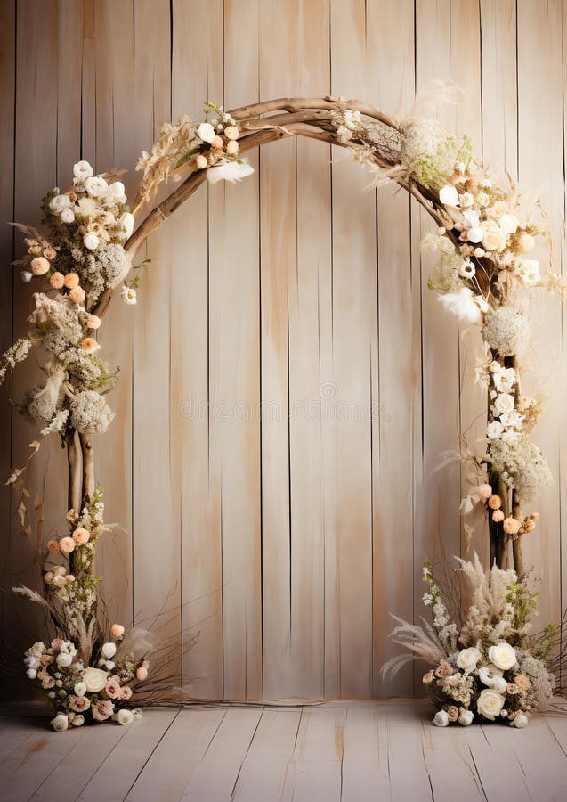 Boho Rustic Wood Arch for Wedding Romantic Minimal Style Mockup Stock ...