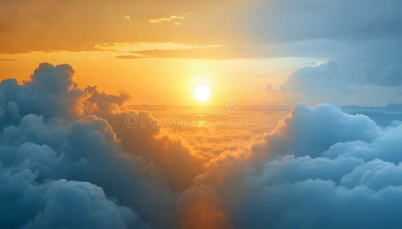 Sunrise Over a Fluff of Clouds Stock Photo - Image of sunlight, cloud ...