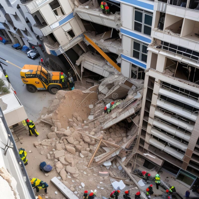 AI Generated Image of a Building Hit by the Earthquake Stock ...
