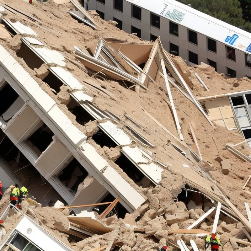 AI Generated Image of a Building Hit by the Earthquake Stock ...
