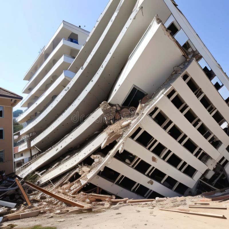 AI Generated Image of a Building Hit by the Earthquake Stock ...