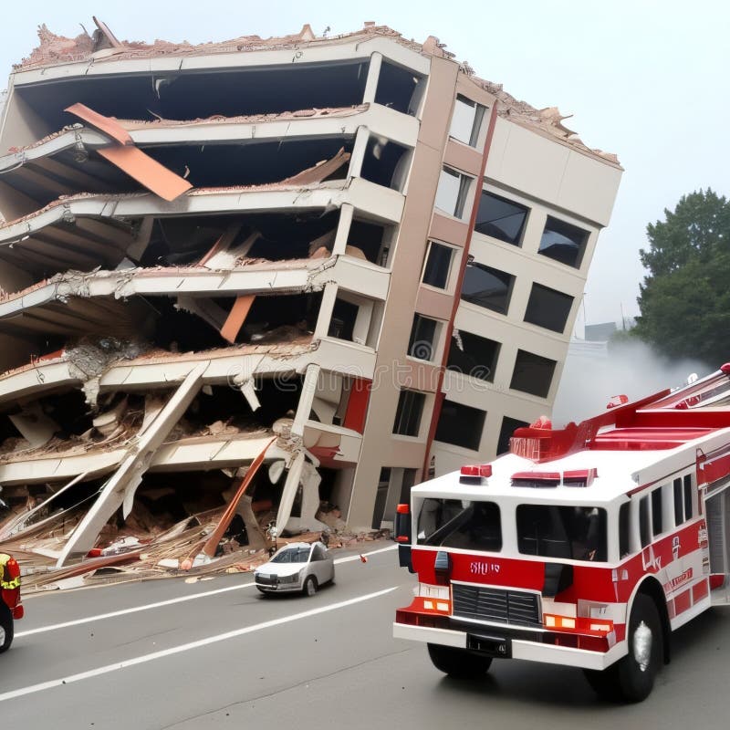 AI Generated Image of a Building Hit by the Earthquake Stock ...