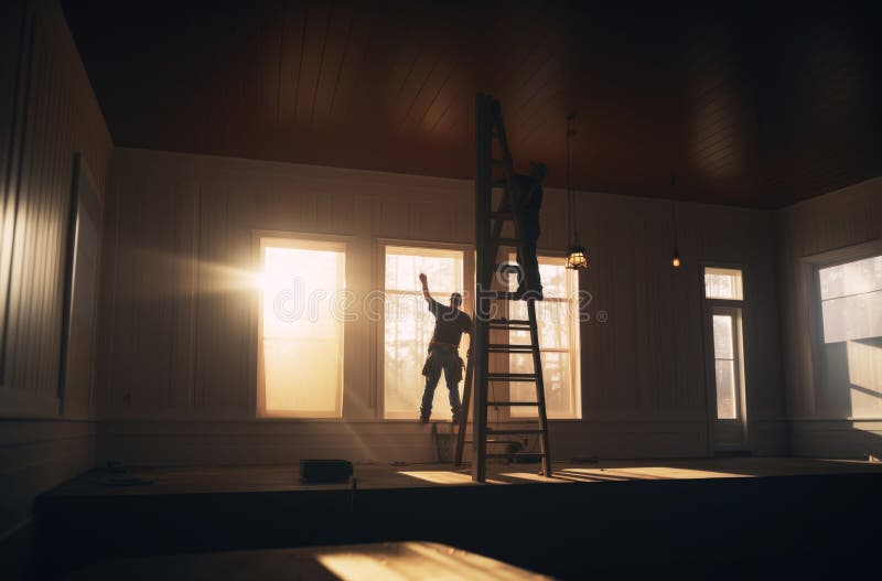 Building for Jesus. Two Men Working on a New Flat Stock Illustration ...