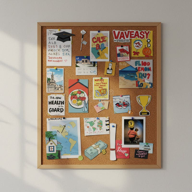 AI-Generated Image of Bulletin Board Collage with Photos, Ticket, and ...