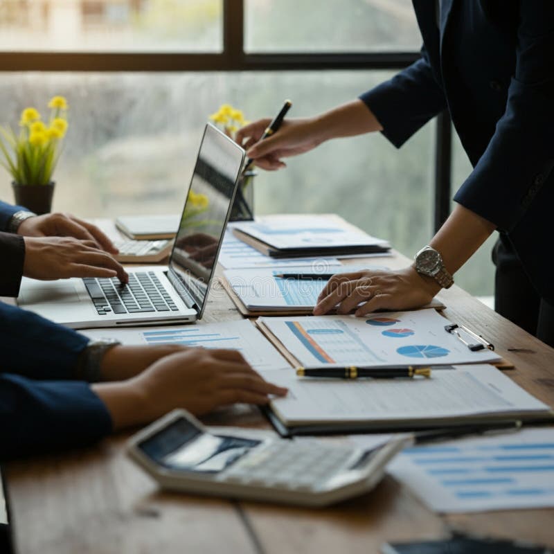 AI-Generated Image: Business Professional Analyzing Documents and Pe Stock Illustration ...