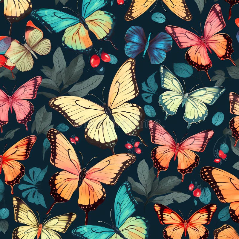 Butterflies Pattern Background, Design Seamless Pattern, for Nursery ...