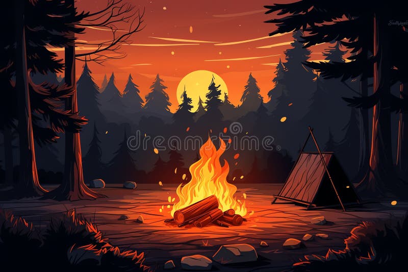 Evergreen Campfire Stock Illustrations – 197 Evergreen Campfire Stock ...