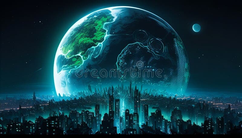 Future Earth 2122: a Vibrant Nighttime Glow, Made with Generative AI ...