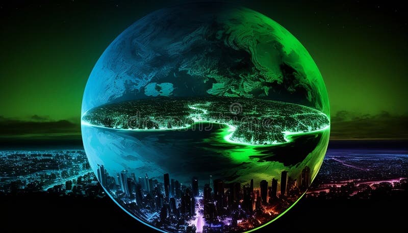 Future Earth 2122: a Vibrant Nighttime Glow, Made with Generative AI ...