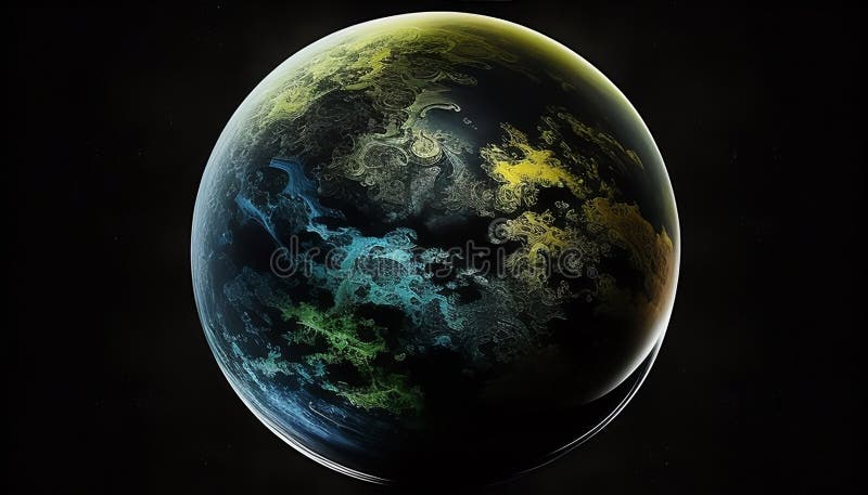 Cosmic Beauty: a Black Background Planet with Earth-like Features, Made ...