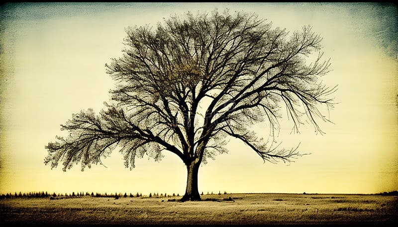 "Tree Emblem in a Vast Open Field", Made with Generative AI Stock ...