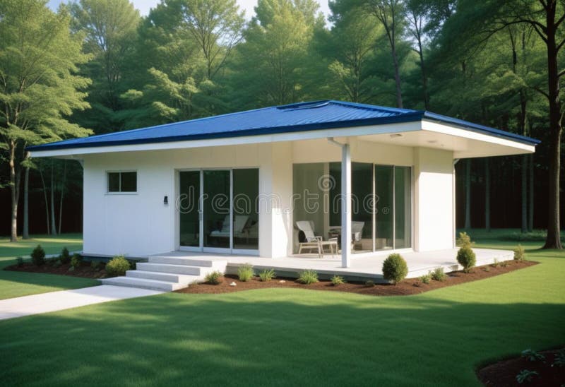 Compact Modern One-Level Home with Elegant Design Stock Illustration ...