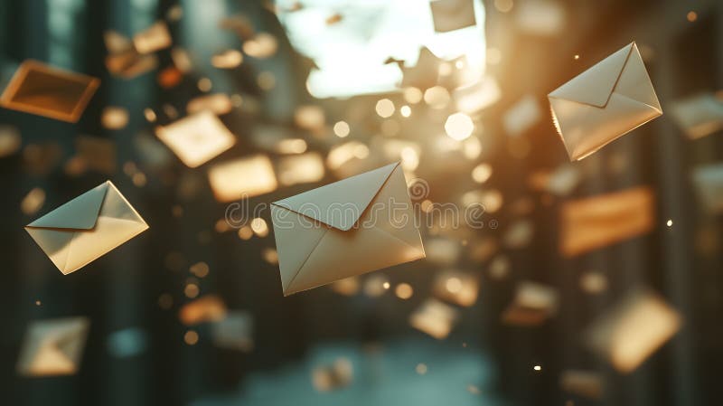 Flying Mail Envelopes Falling from the Air Stock Illustration ...