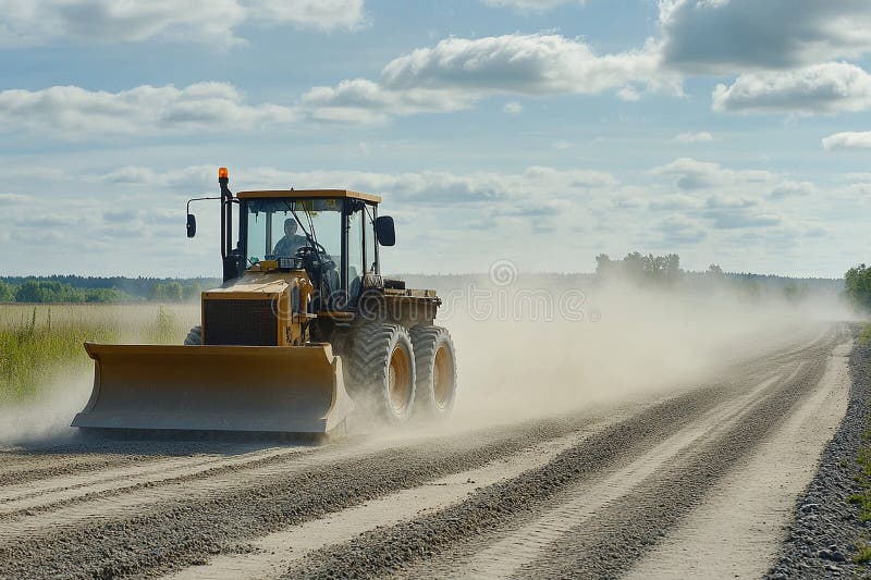 A Grader Operator Levels the Ground on a New Road Construction Project ...