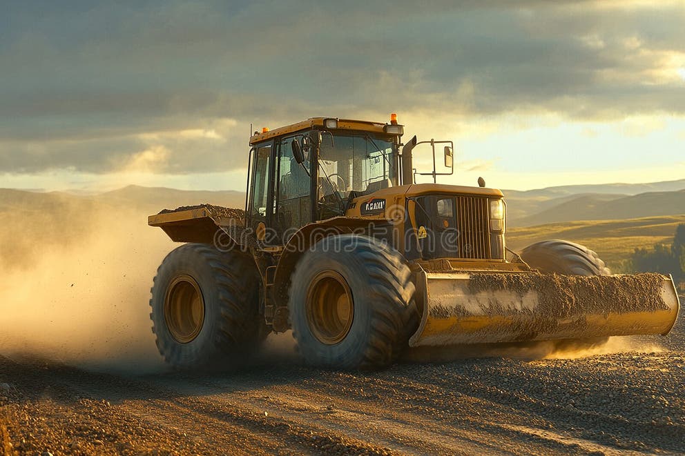 A Grader Operator Levels the Ground on a New Road Construction Project ...
