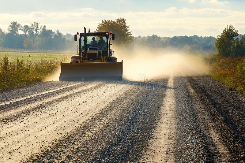 A Grader Operator Levels the Ground on a New Road Construction Project ...